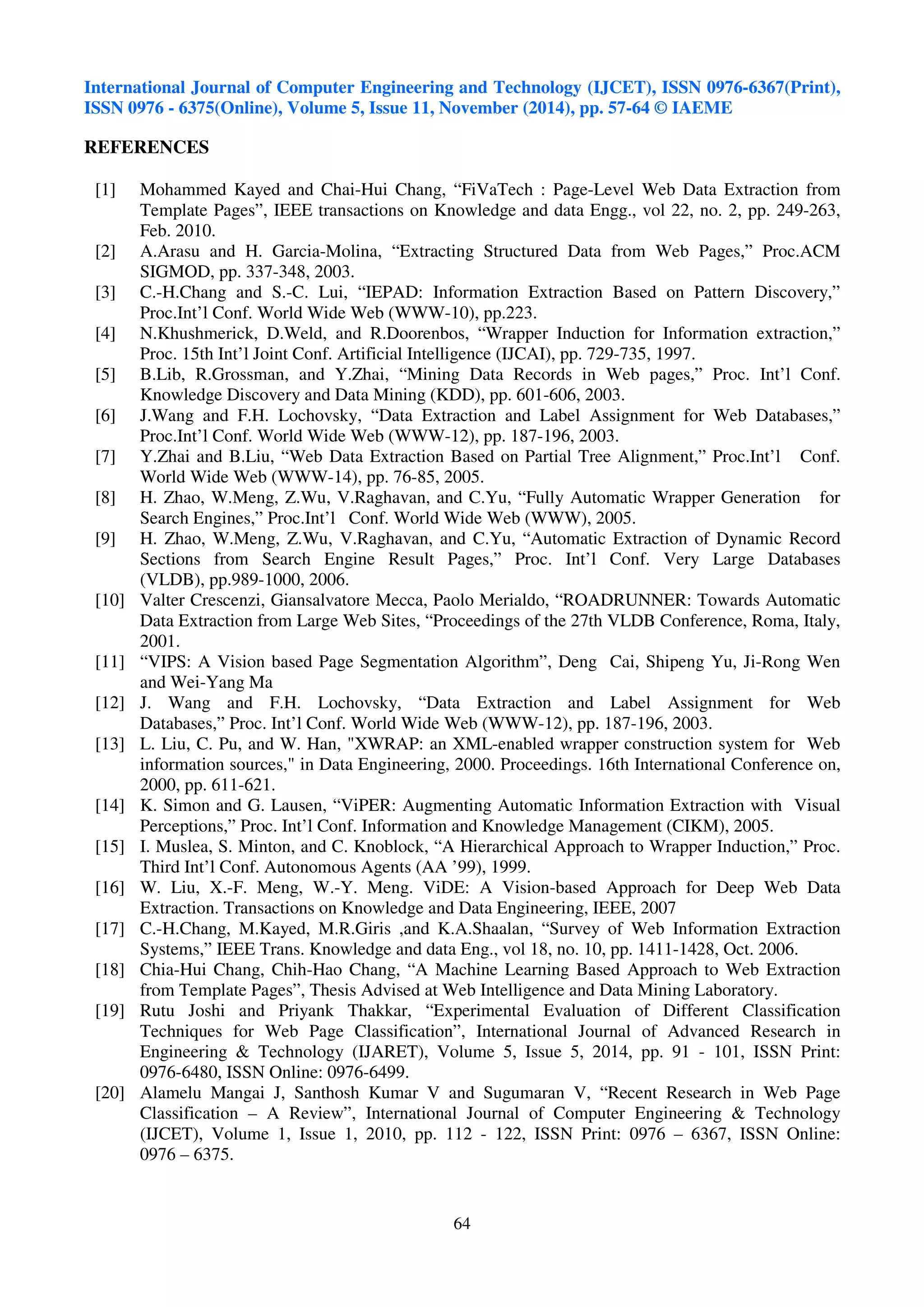 Unsupervised Approach To Deduce Schema And Extract Data From Template Web Pages Pdf