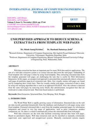 Unsupervised approach to deduce schema and extract data from template web pages | PDF
