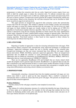 Unsupervised approach to deduce schema and extract data from template web pages | PDF