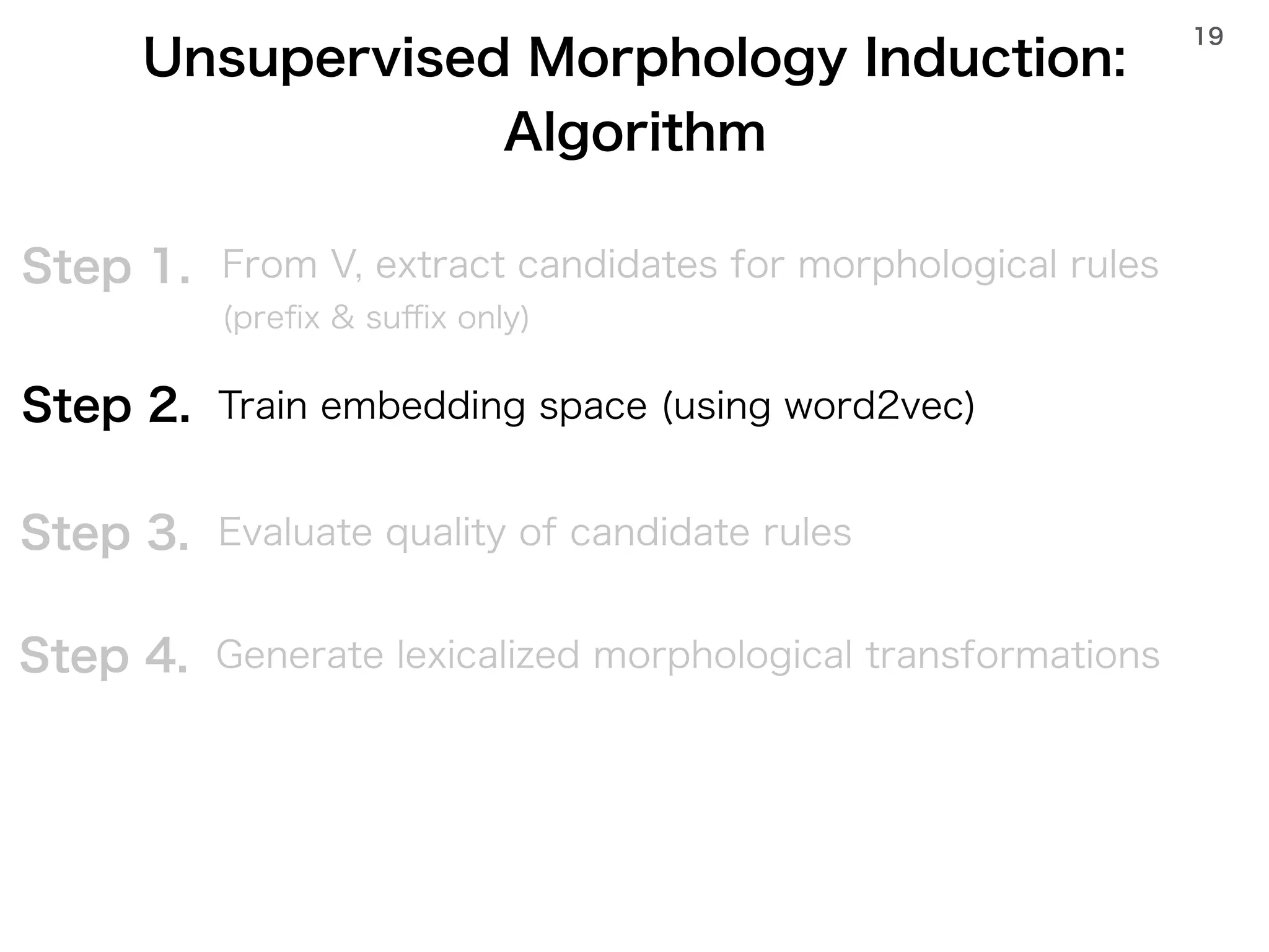 Unsupervised morphology induction using word embeddings | PPT