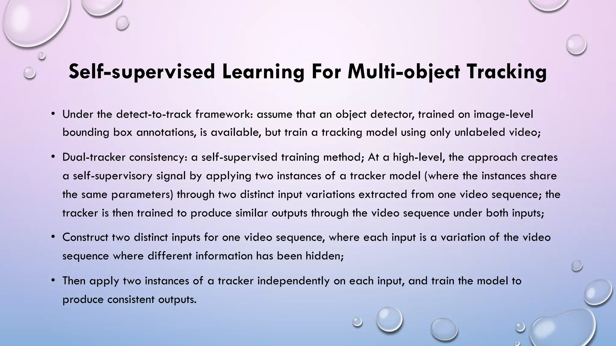 Unsupervised/Self-supervvised visual object tracking | PPT