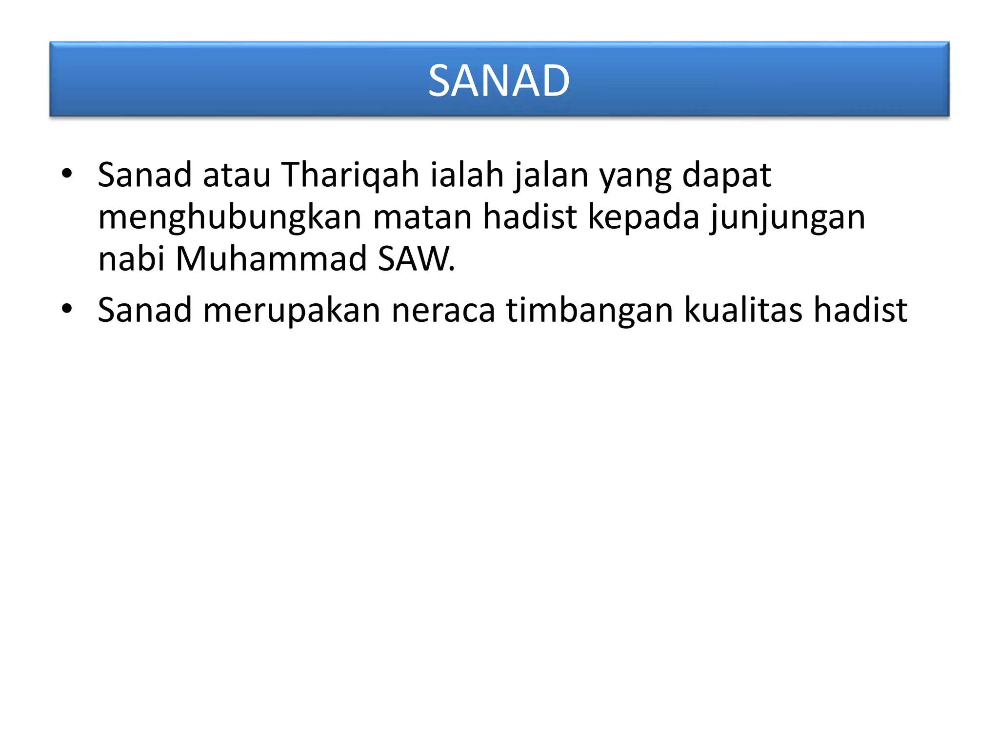 Unsur unsur pokok hadist | PPT