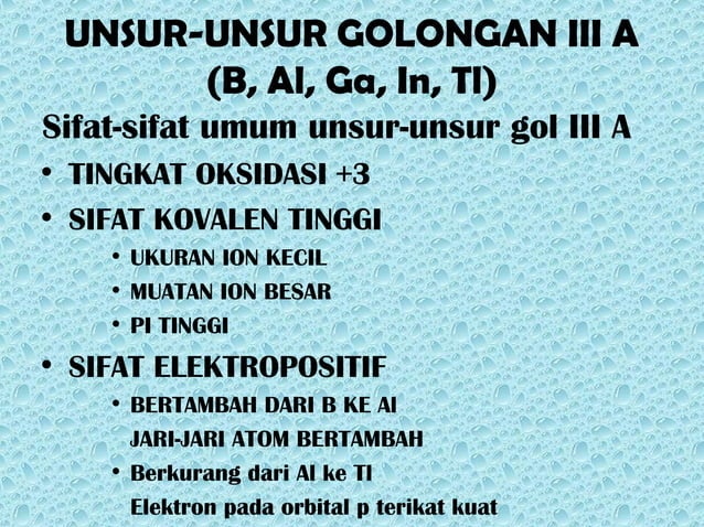 Unsur Golongan IIIA Unsur Golongan IIIAc | PPT