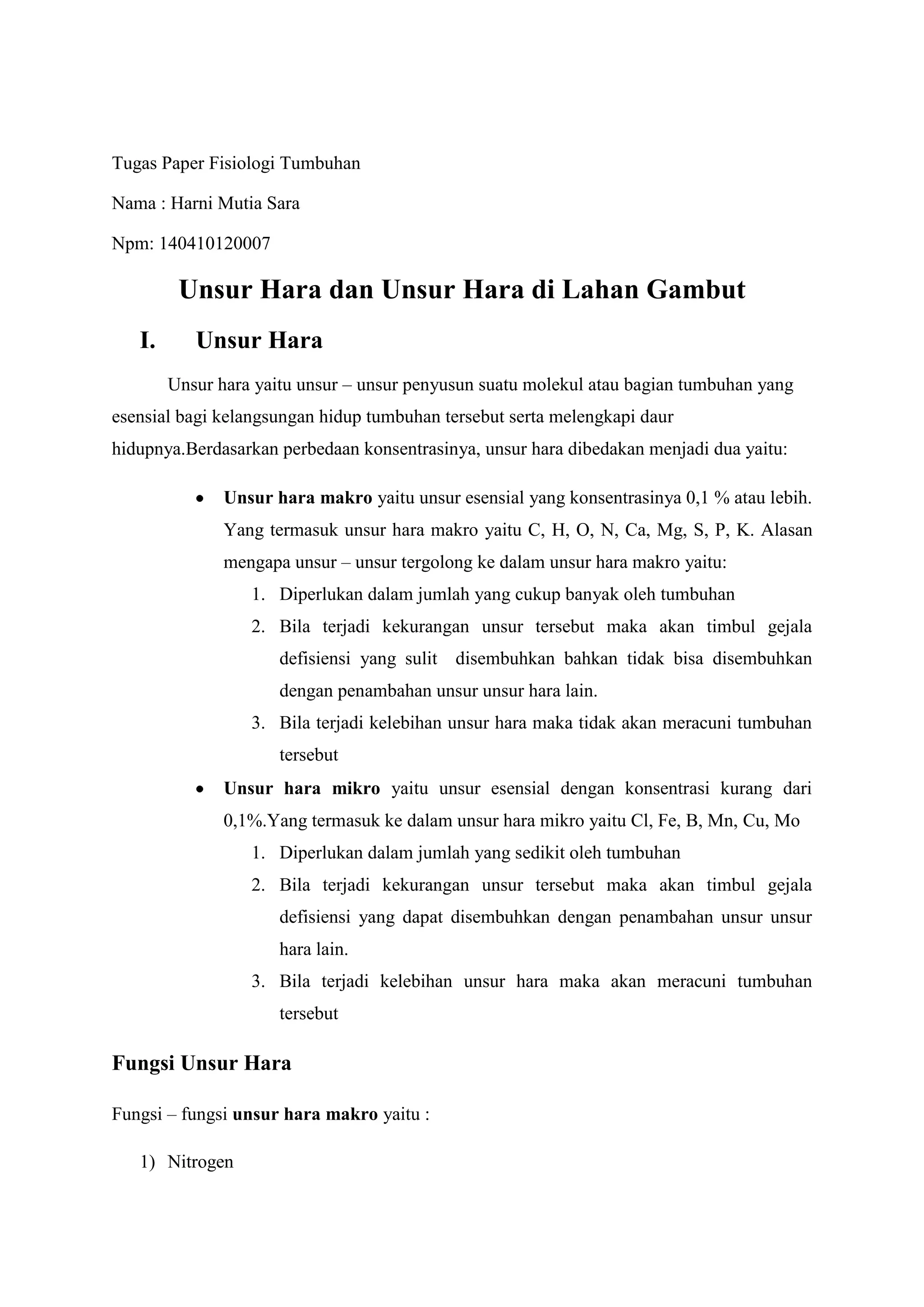 Unsur hara dan mekanisme | DOCX
