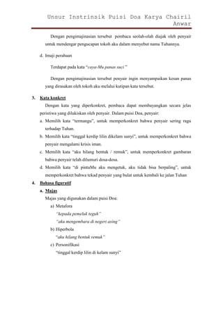 Unsur instrinsik puisi Doa | PDF