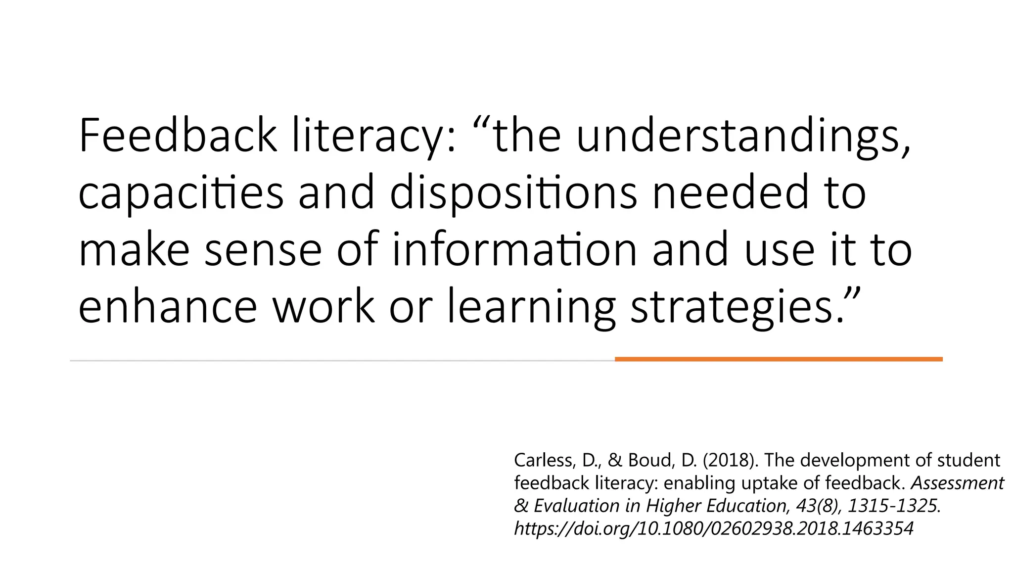 Improving feedback and developing student feedback literacy | PPT