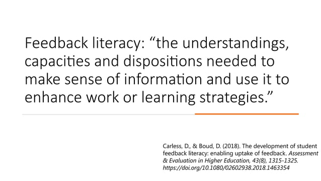 Improving feedback and developing student feedback literacy | PPT