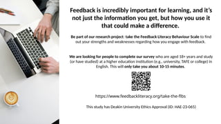 Improving feedback and developing student feedback literacy | PPT