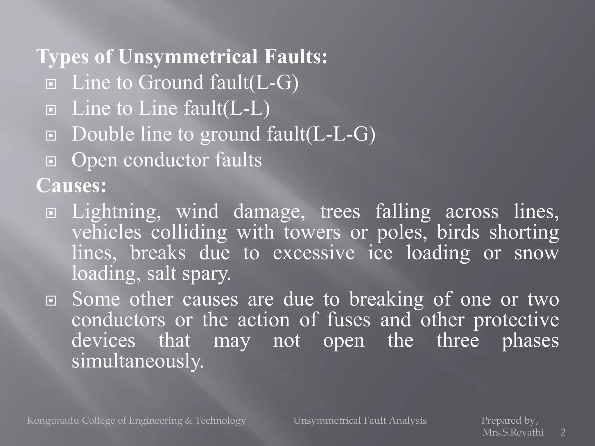 Unsymmetrical Fault Analysis Ppt