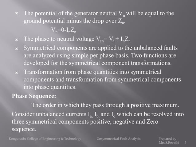 Unsymmetrical fault analysis | PDF