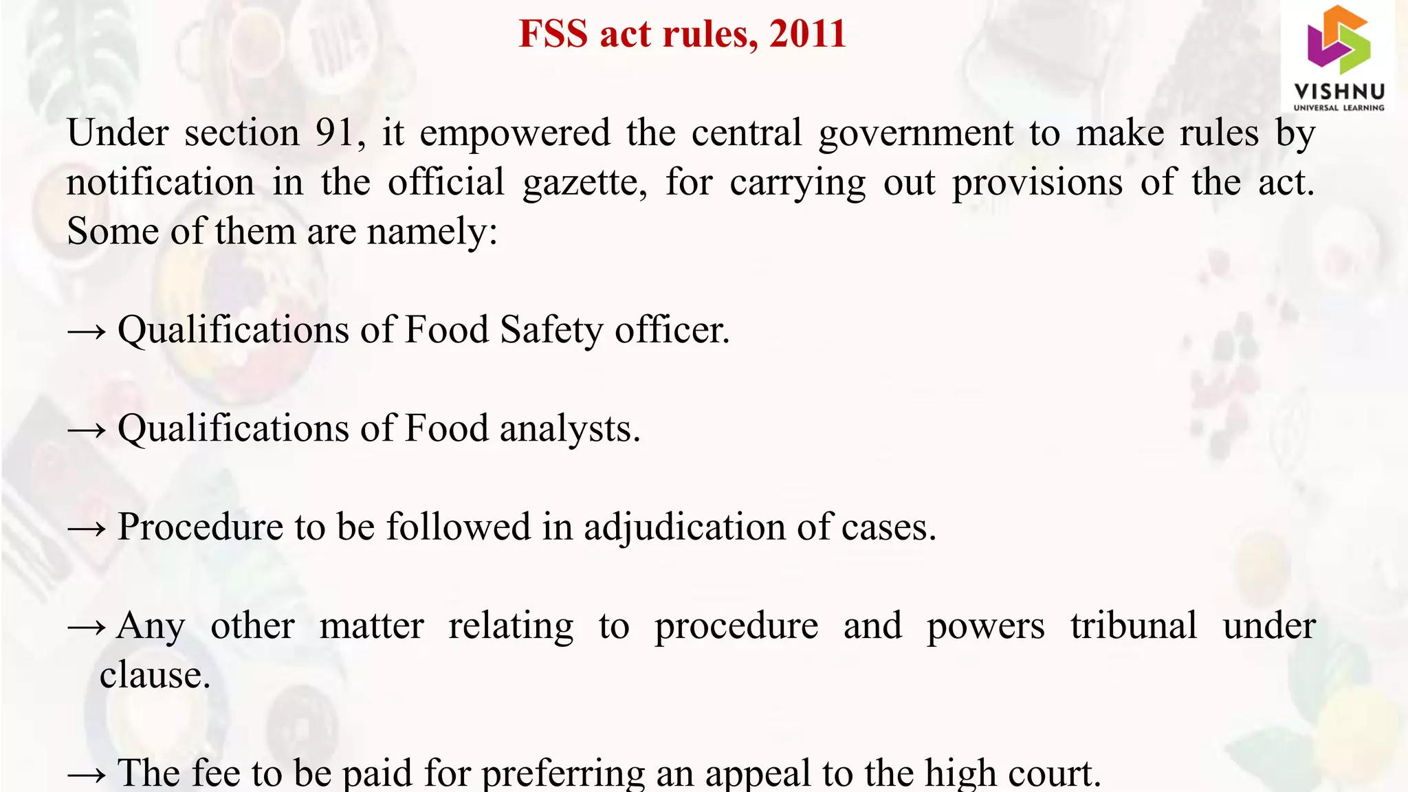 FSS and FSSAI Act | PPTX