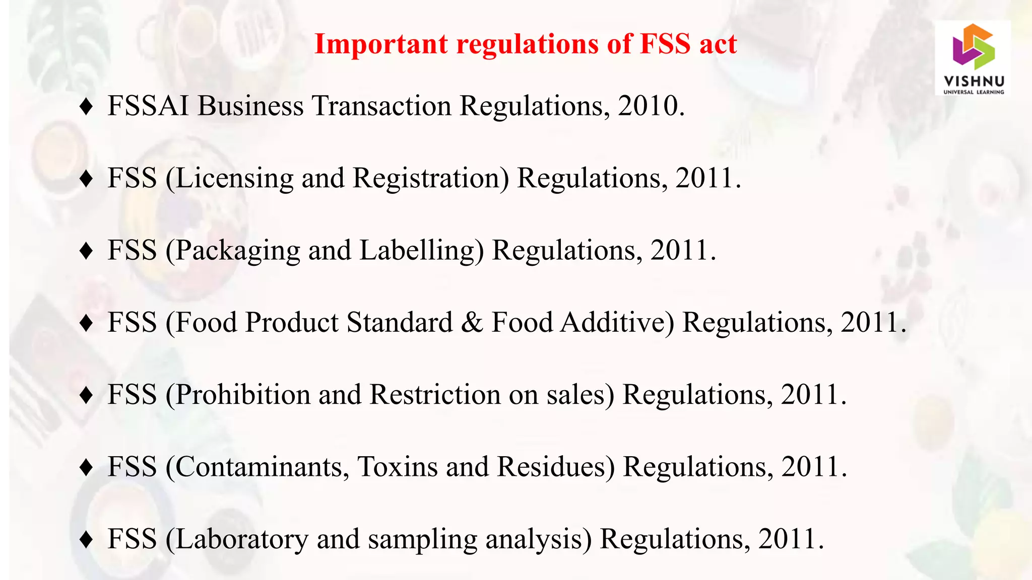 FSS and FSSAI Act | PPTX