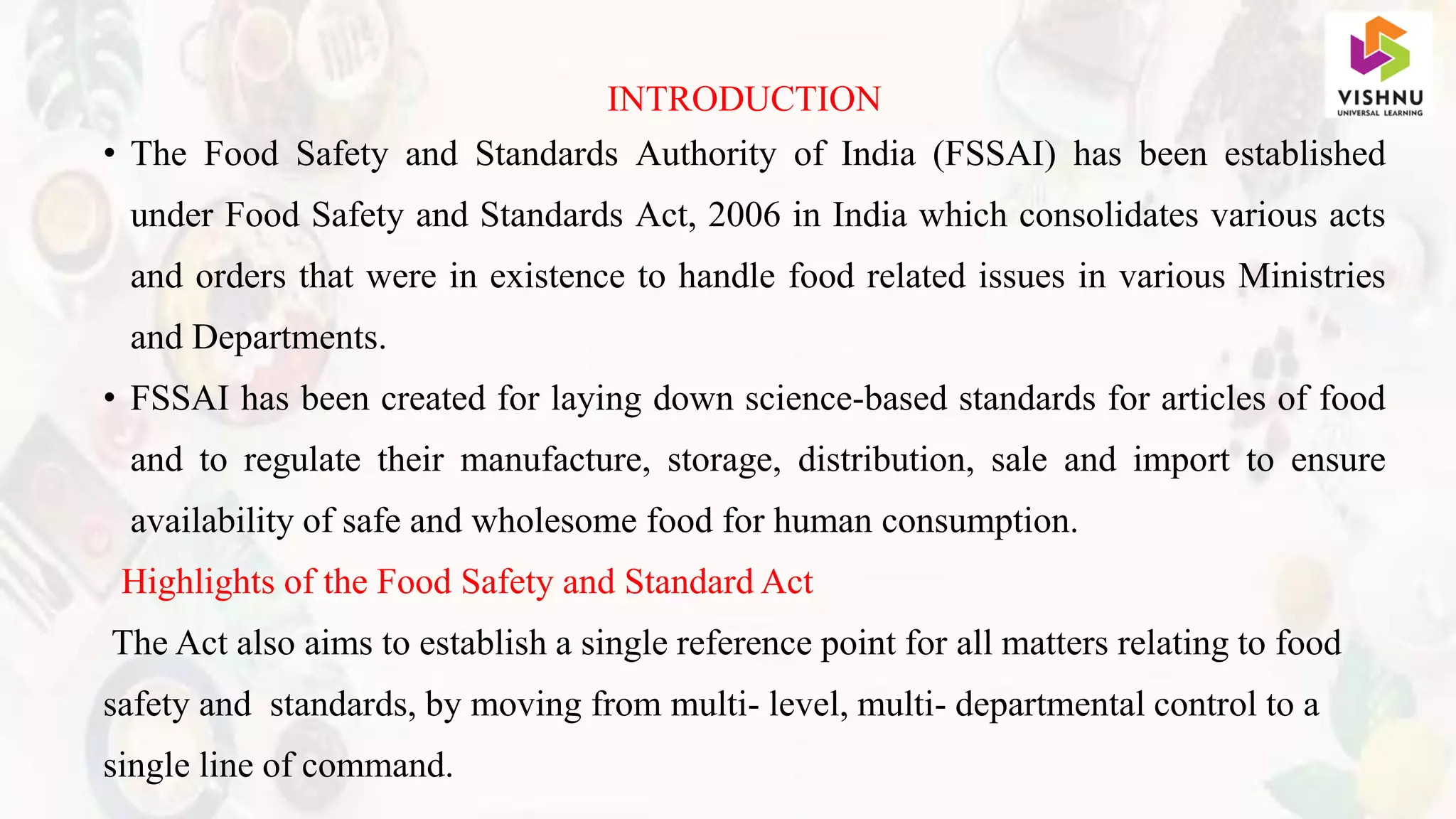 FSS and FSSAI Act | PPTX