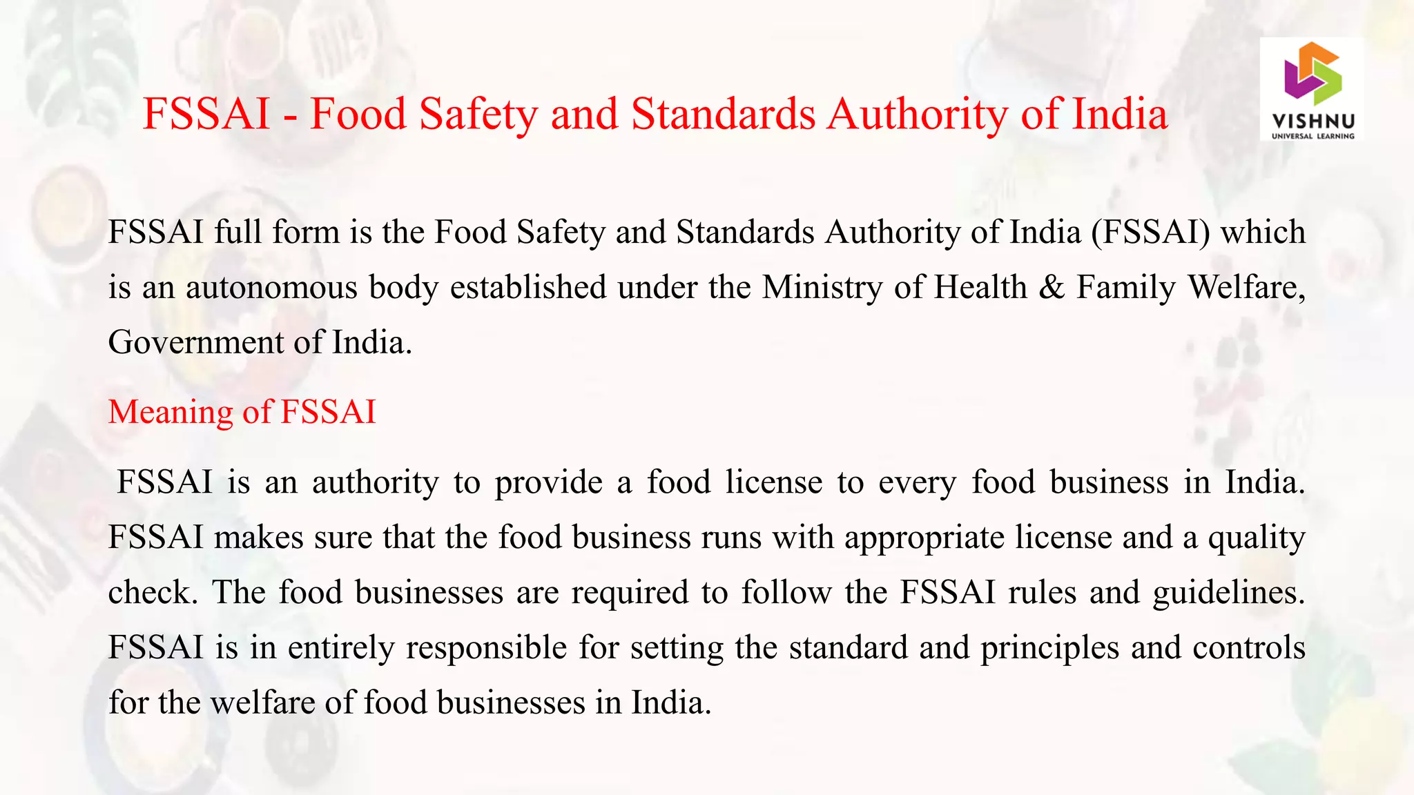 FSS and FSSAI Act | PPTX