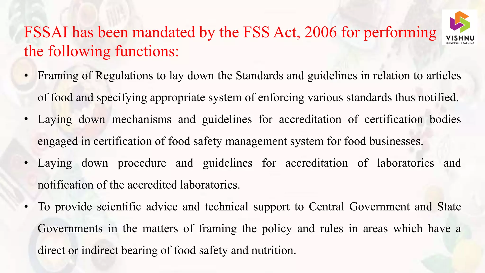 FSS and FSSAI Act | PPTX