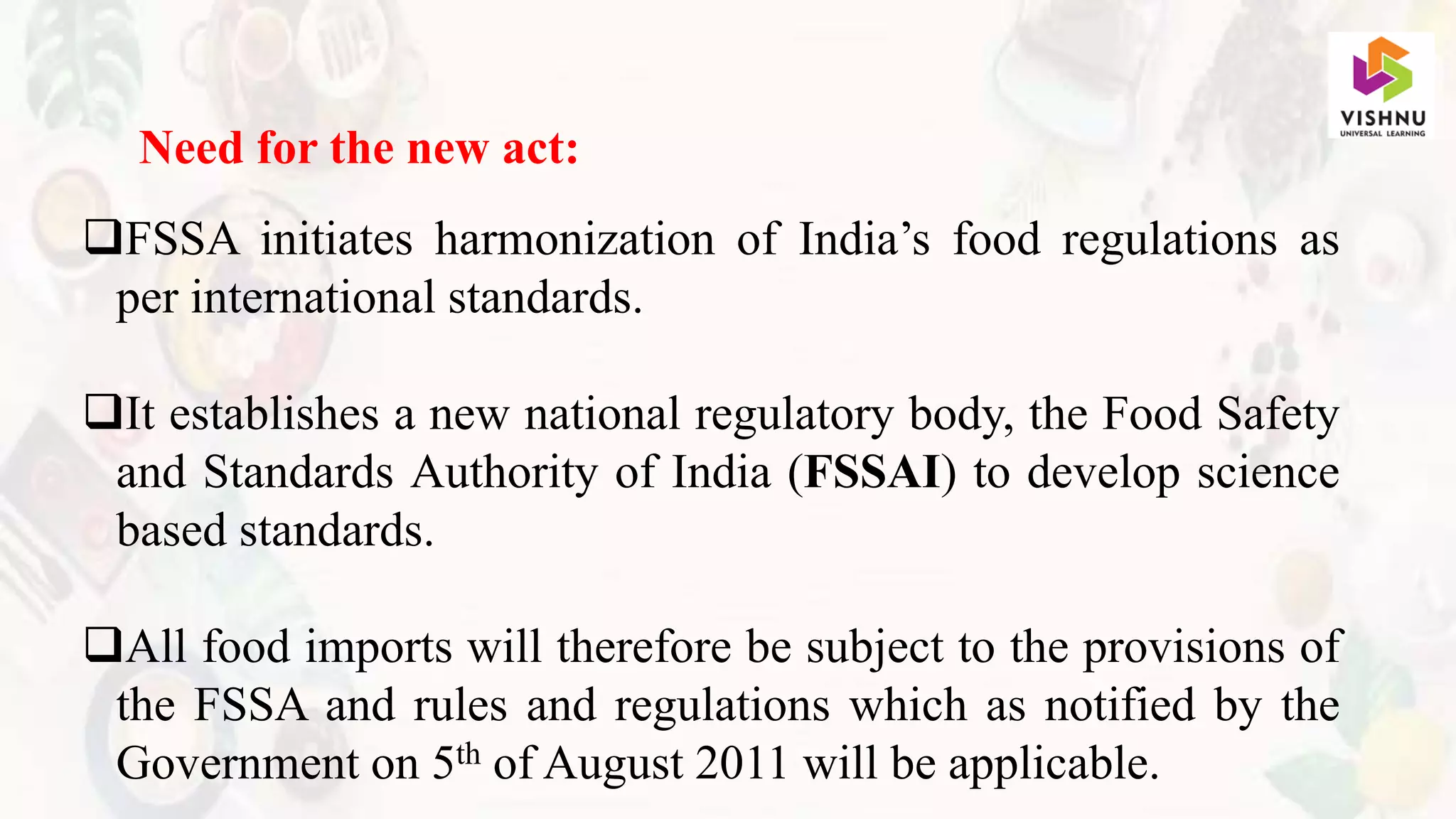 FSS and FSSAI Act | PPTX