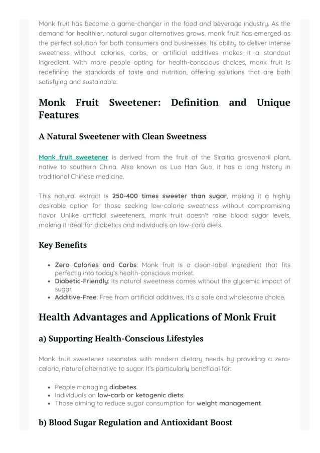 How Monk Fruit is Revolutionizing the Food and Beverage Industry? | PDF