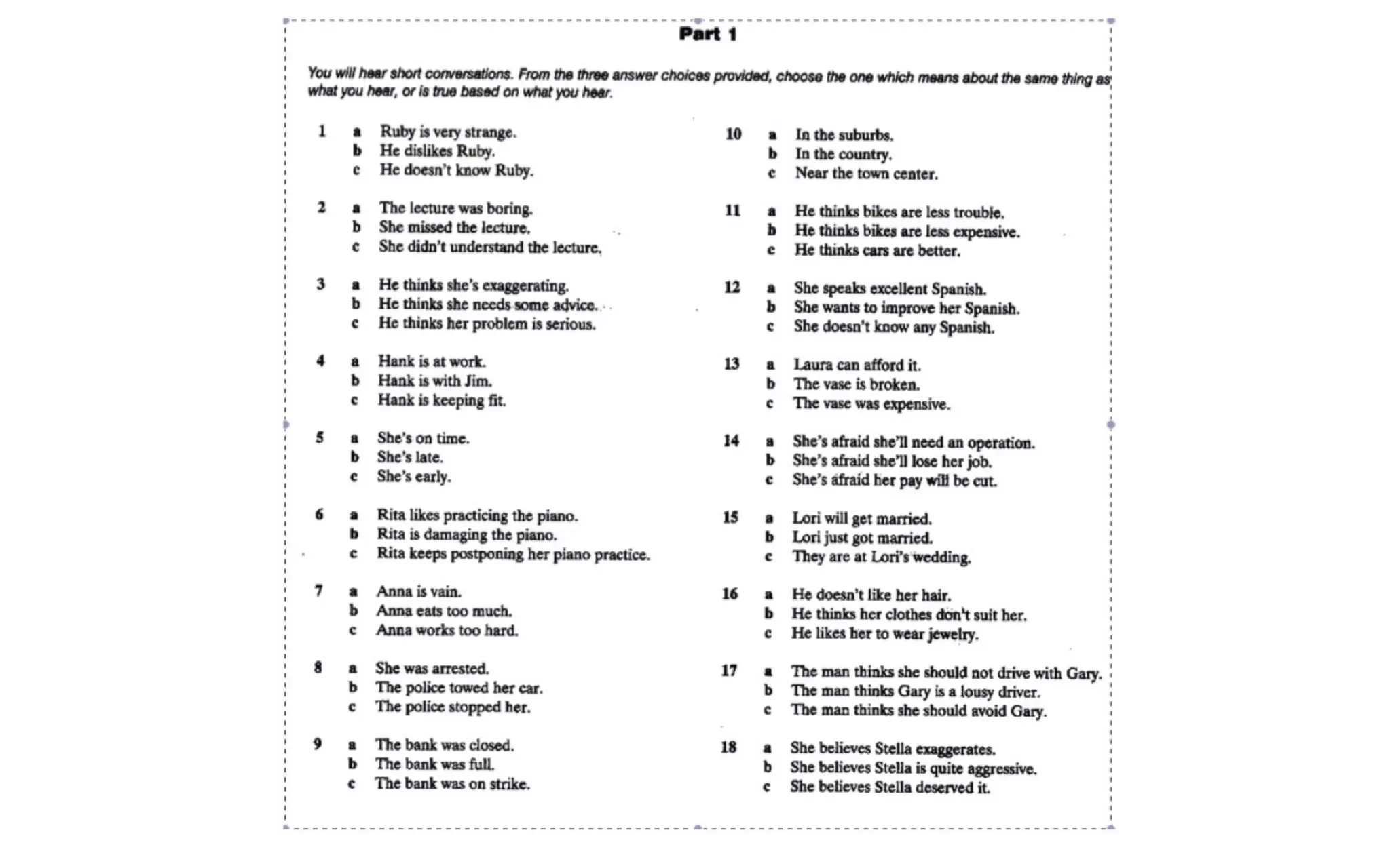ECPE advanced listening test - task I | PDF