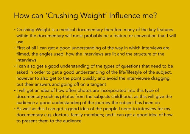 Crushing Weight Documentary Analysis | PPT