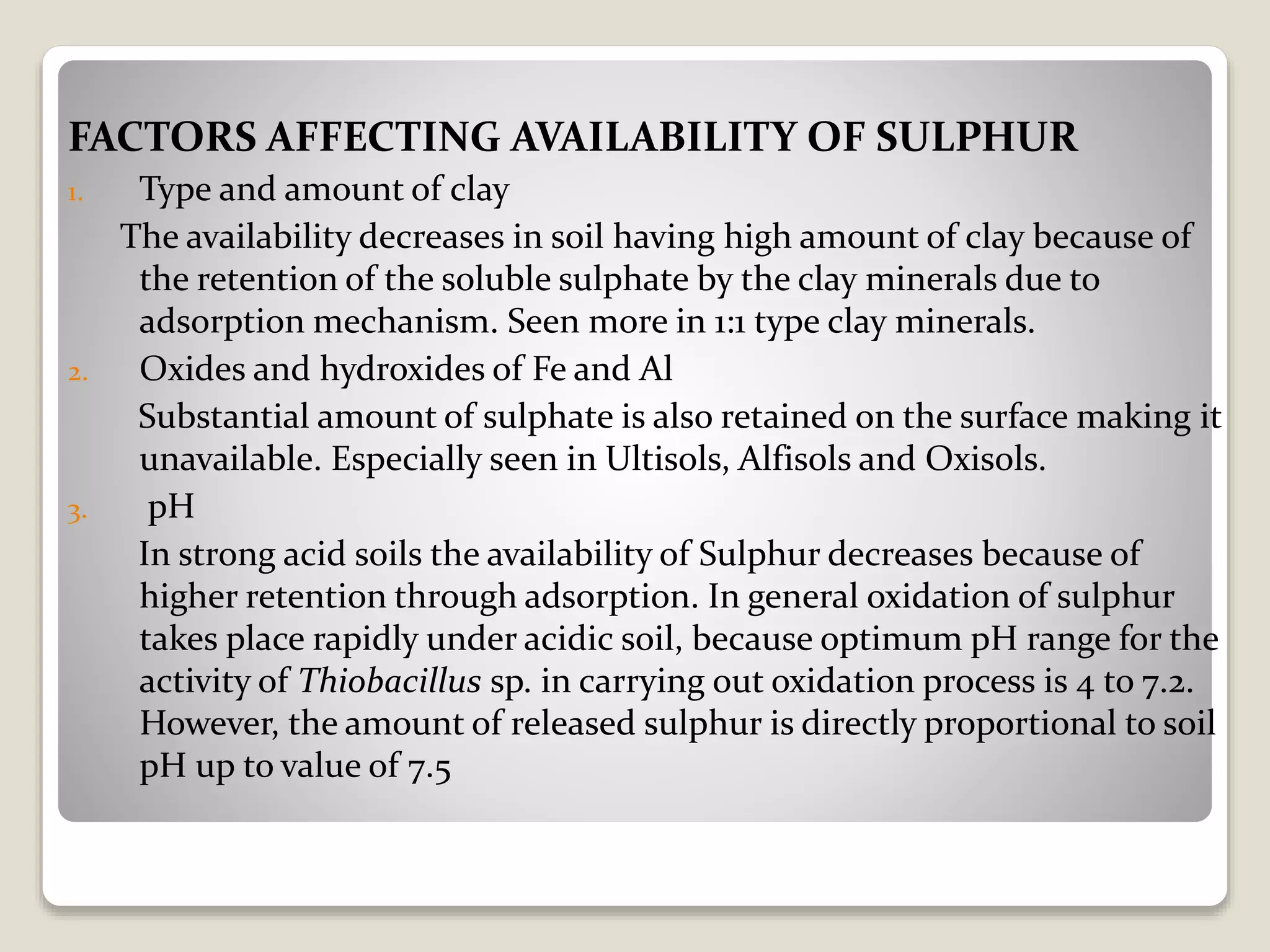 sulfur fertilizer source and forms | PPTX