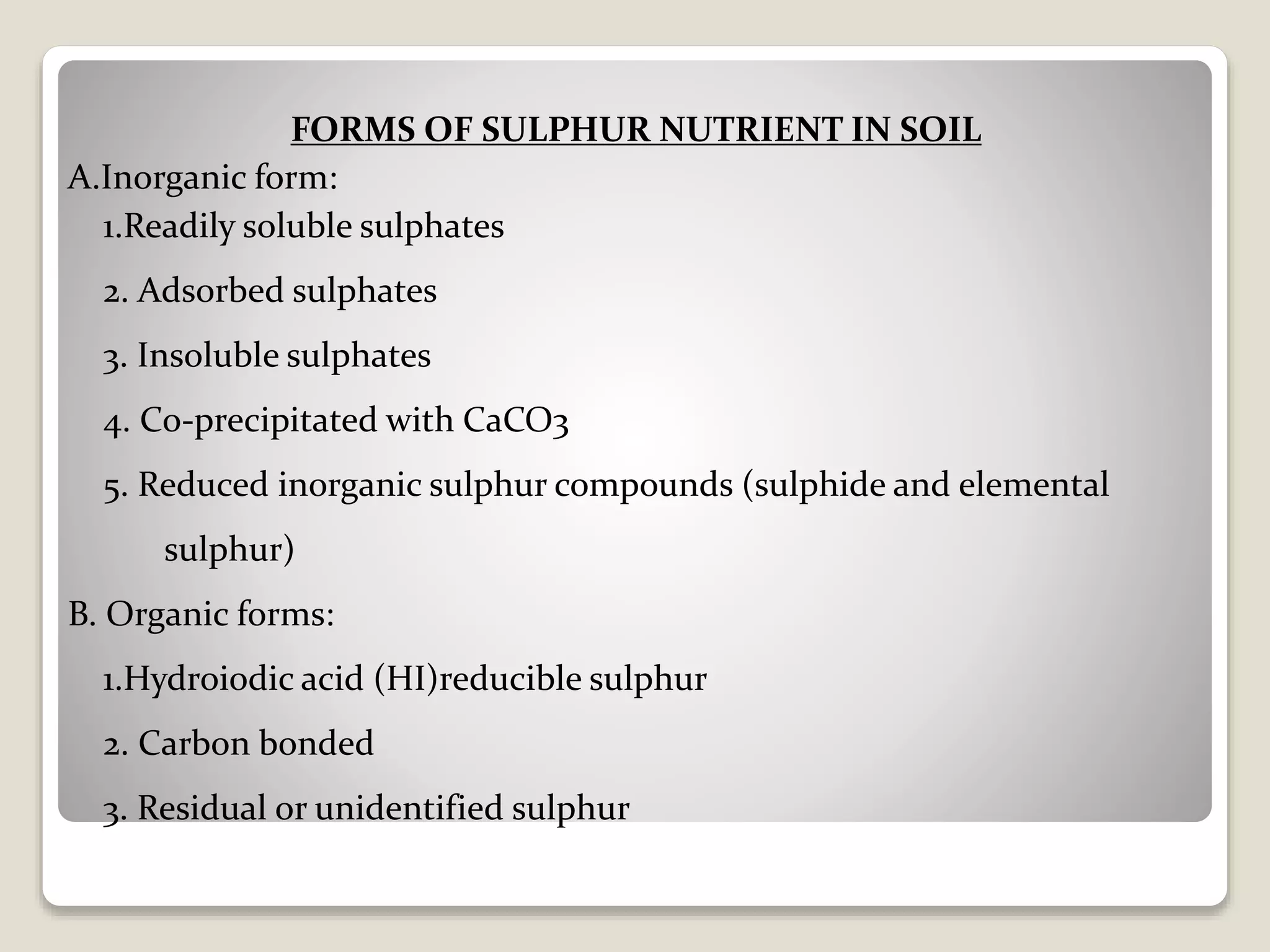 sulfur fertilizer source and forms | PPTX