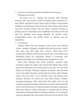 KONSEP DASAR ASESMENT BK | PDF