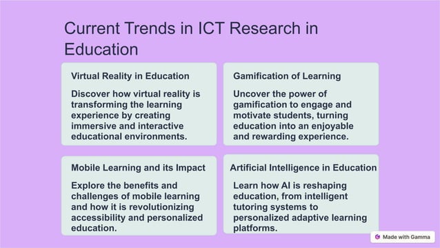 ICT related research topics in education | PPTX | Education