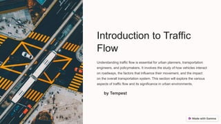 Introduction to Traffic Flow theory modelling | PPTX