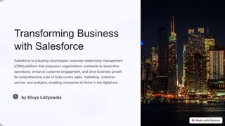 Salesforce organization overview and more details. | PPTX
