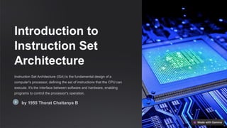 Introduction to the instruction set of architecture | PPT