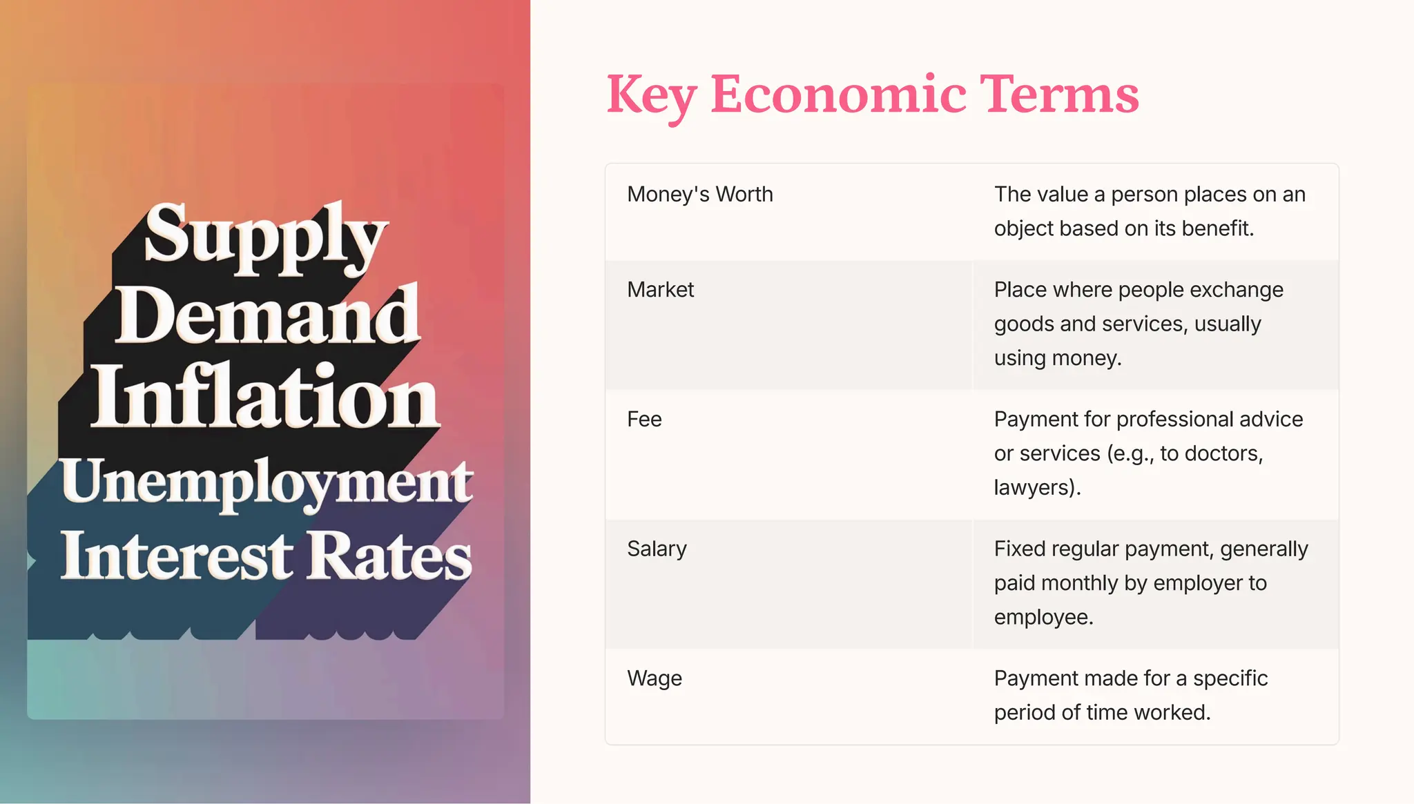 The Value of Work: Economic & Non-Economic Activities/6th class new ...