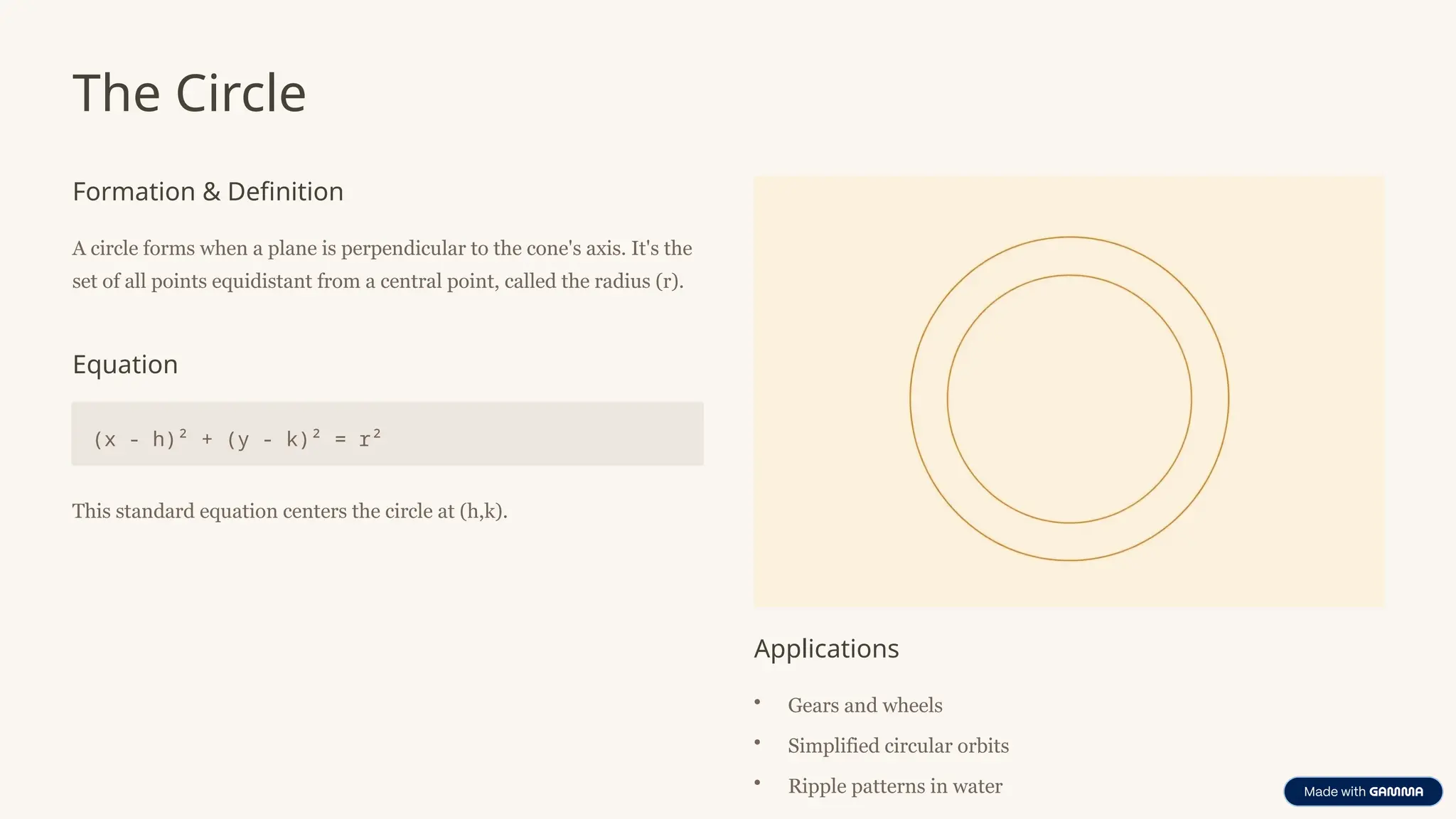 Conic section and circle grade 11 students | PPTX