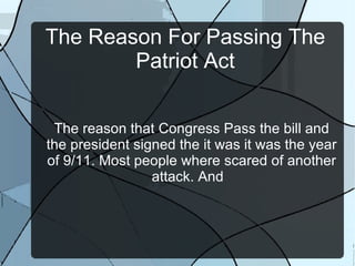 The Patriot Act | ODP