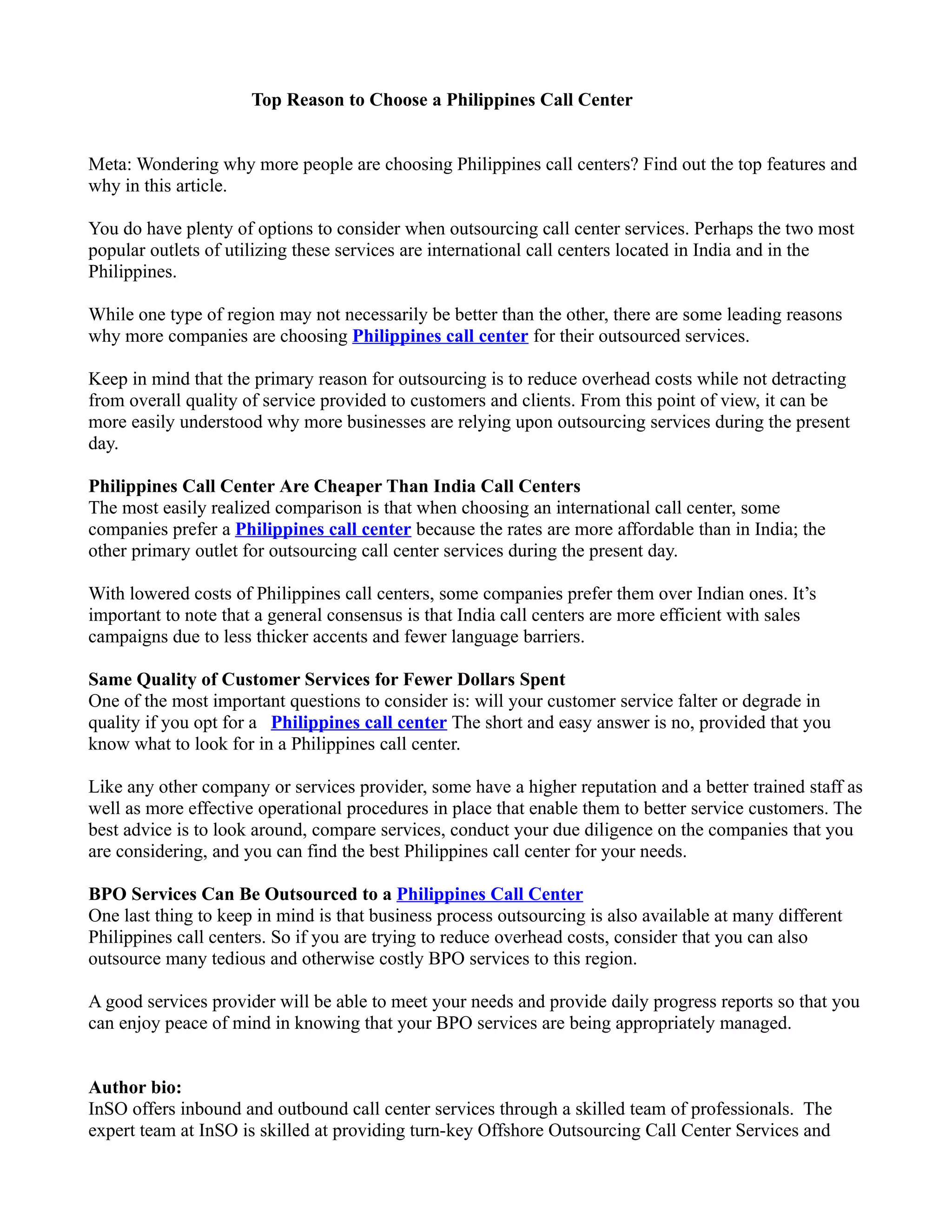 Philippines call center | DOC