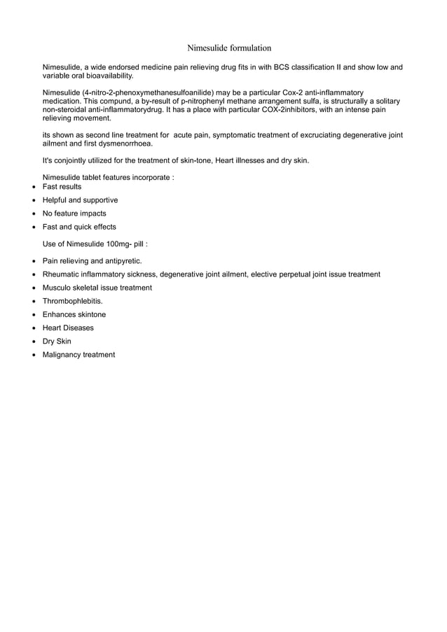 Nimesulide Formulation Pdf