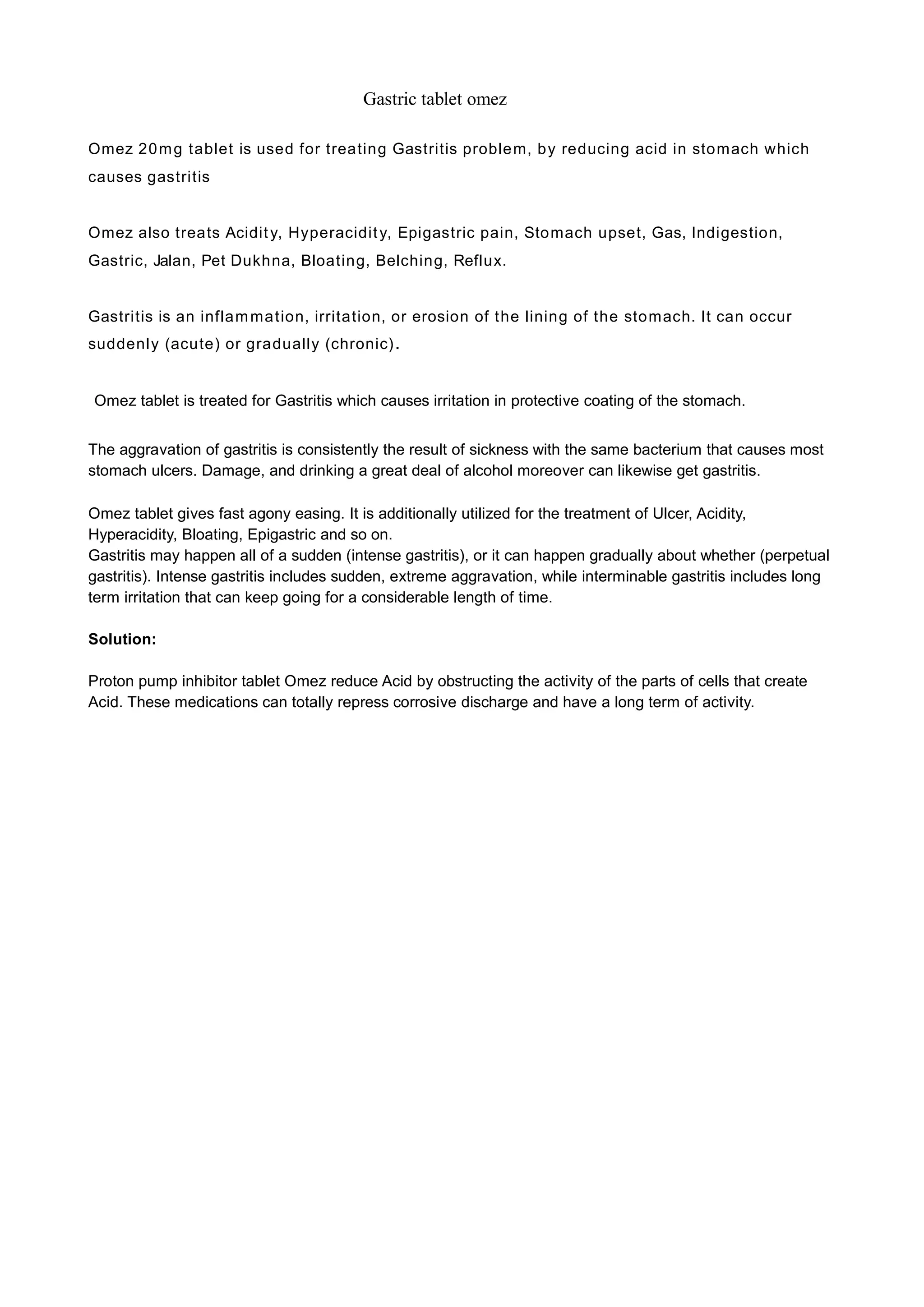 Gastric tablet omez | DOC