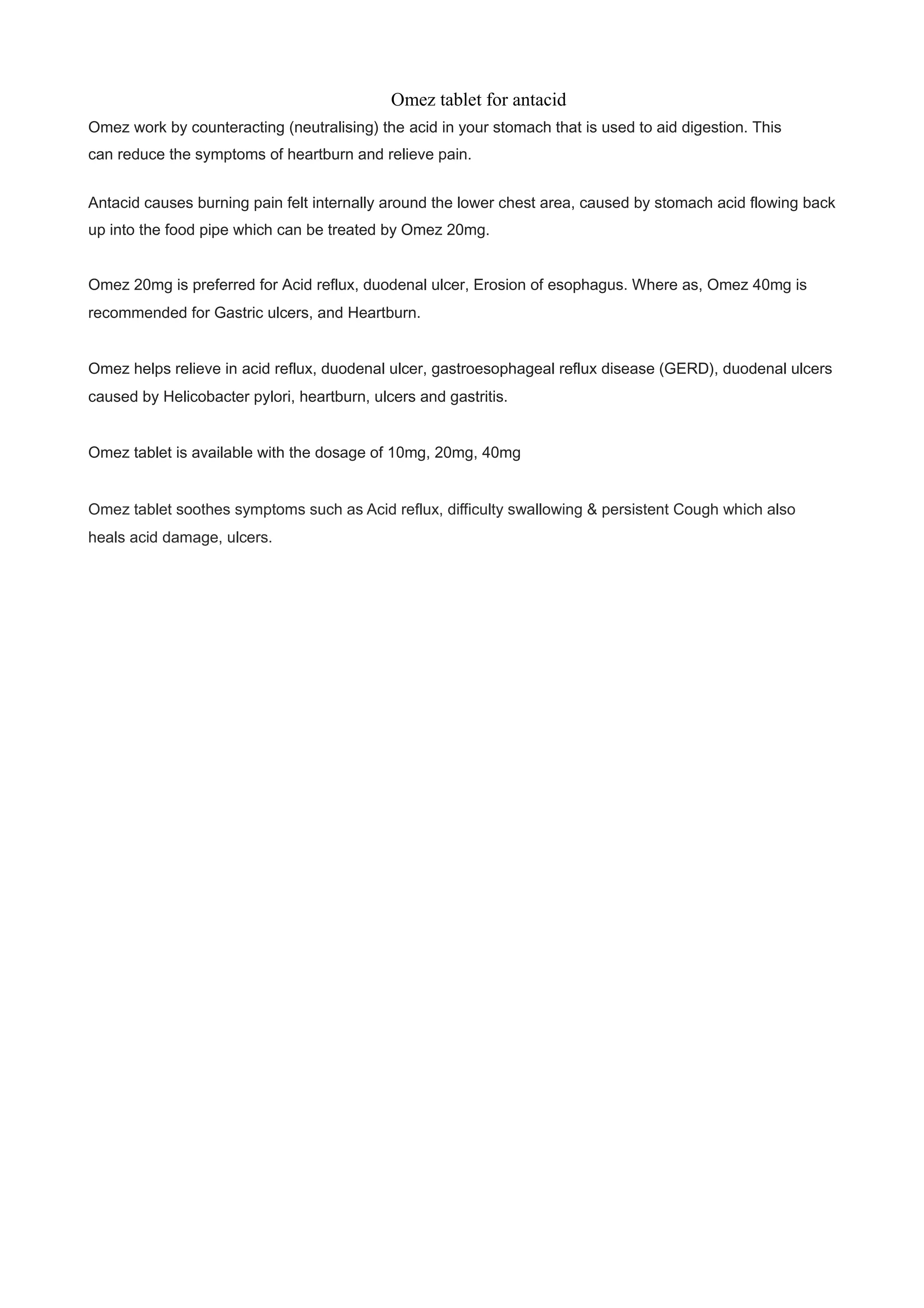 Omez tablet for antacid | PDF