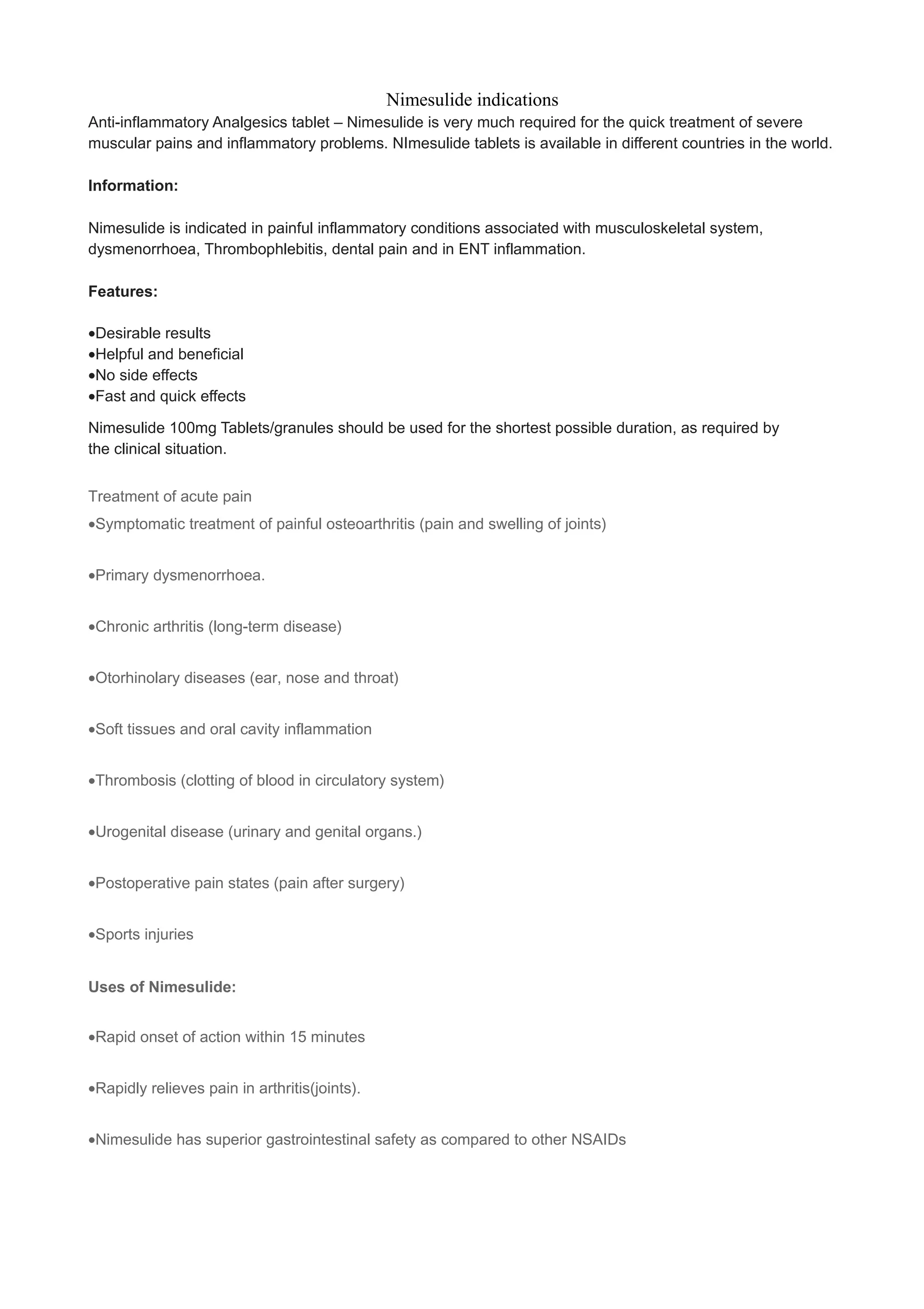 Nimesulide indications | DOC