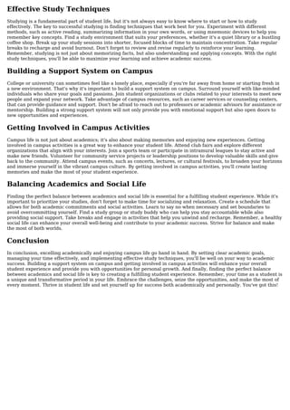 campus life | PDF | College Planning | College Education