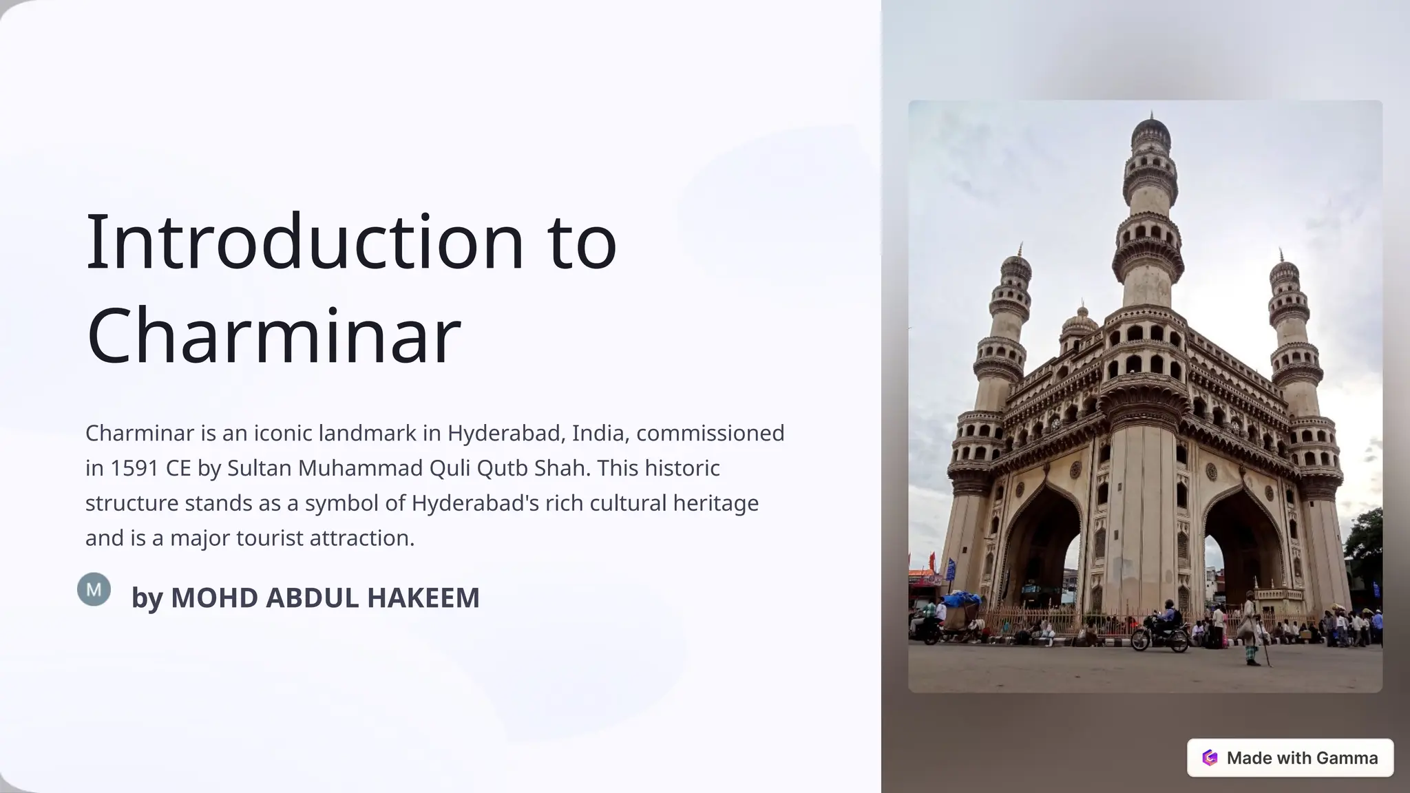 Charminar is known for its traditional items like diffrent spices | PPT