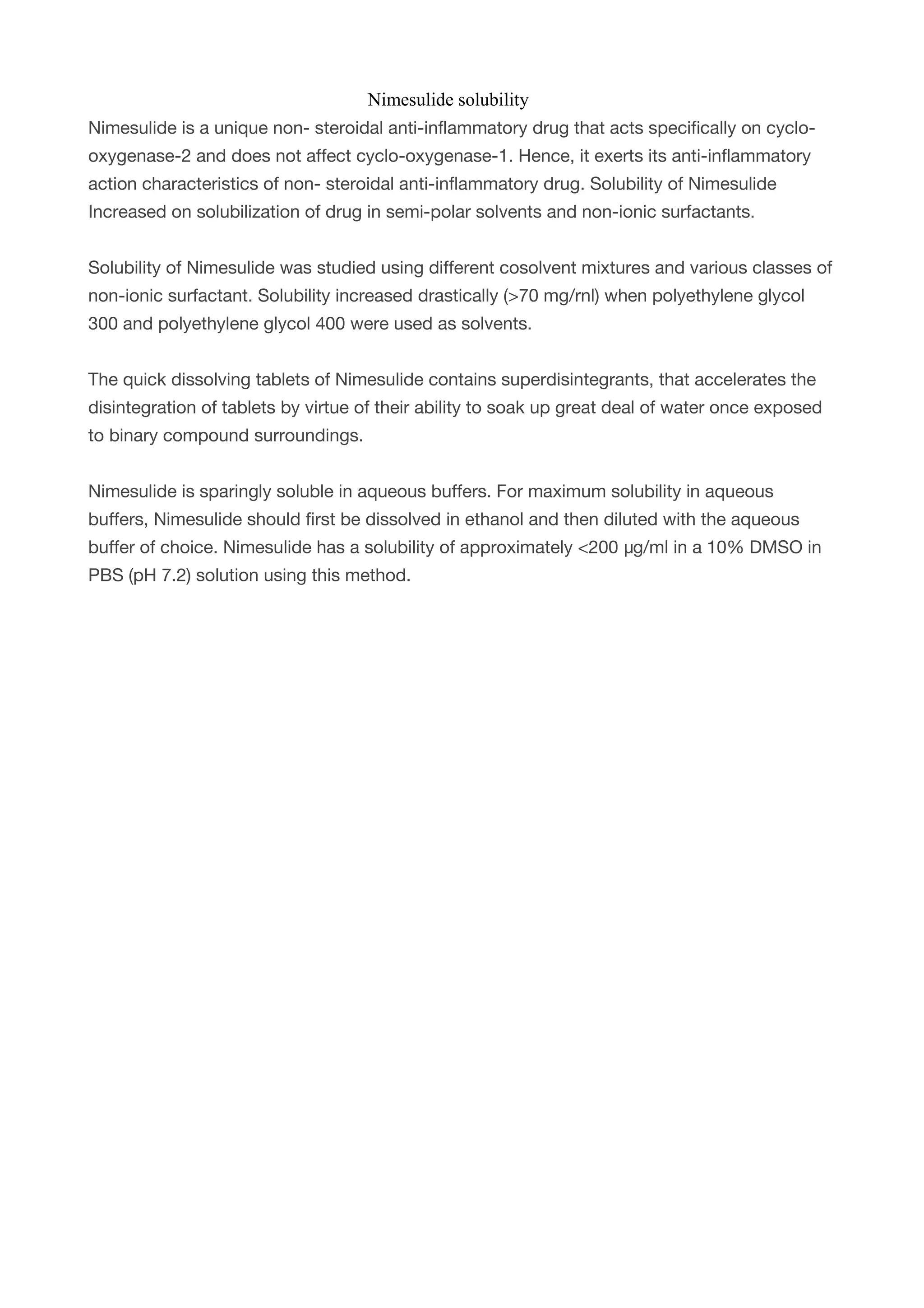 Nimesulide Solubility Doc