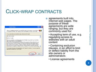 Electronic Transactions Law - Lecture 3: contracts | PPTX