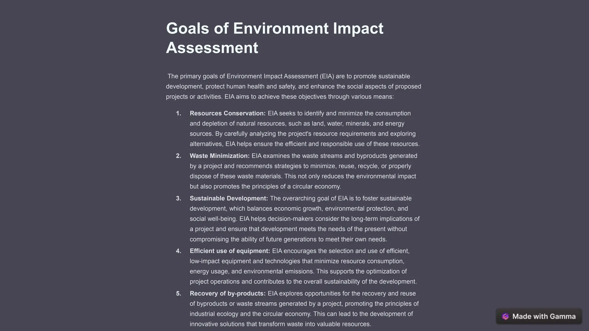 Report on Environment impact assessment. | PPTX