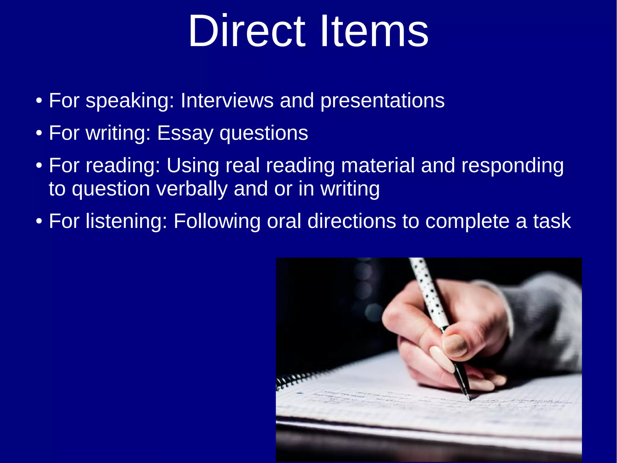 Direct Indirect Assessment Items | ODP
