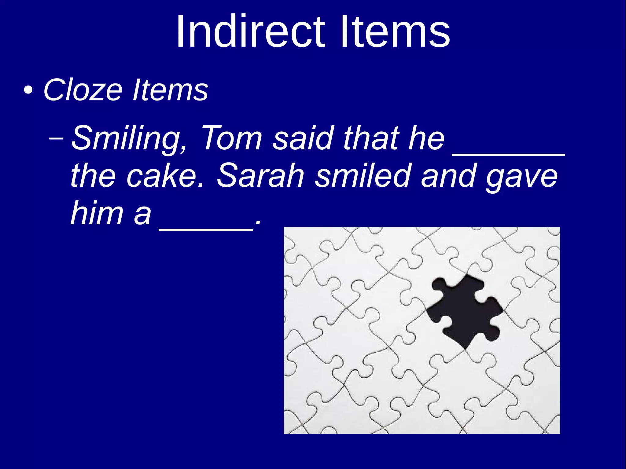 Direct Indirect Assessment Items | ODP