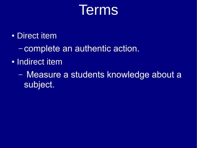 Direct Indirect Assessment Items | ODP