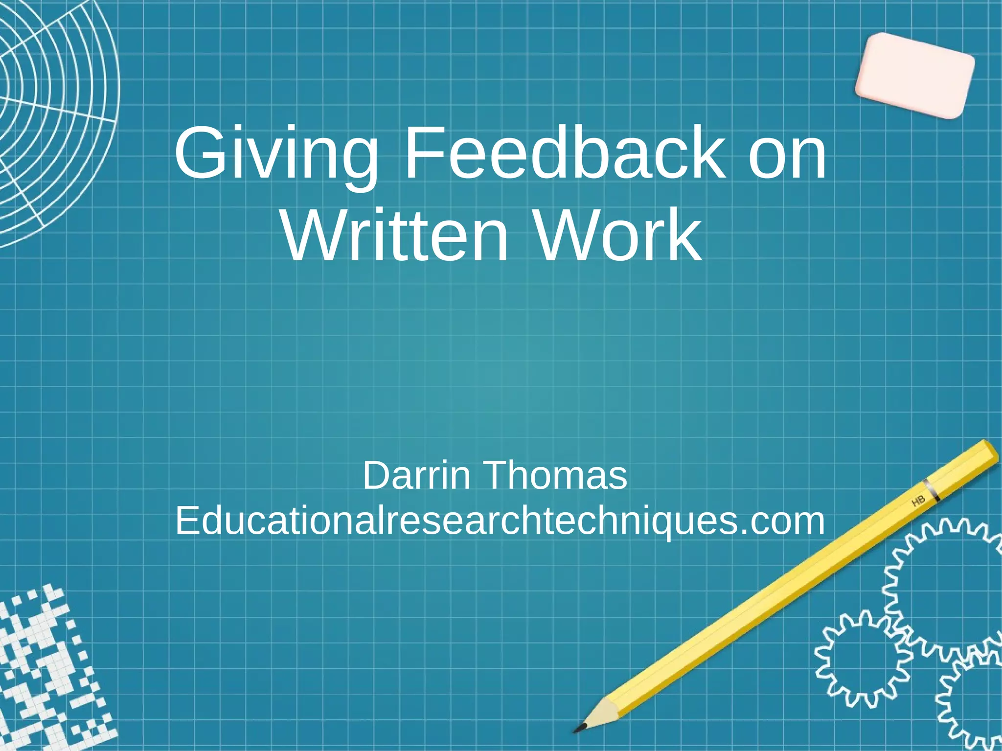 Giving Feedback on Written Work | ODP