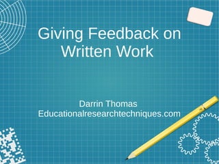 Giving Feedback on Written Work | ODP