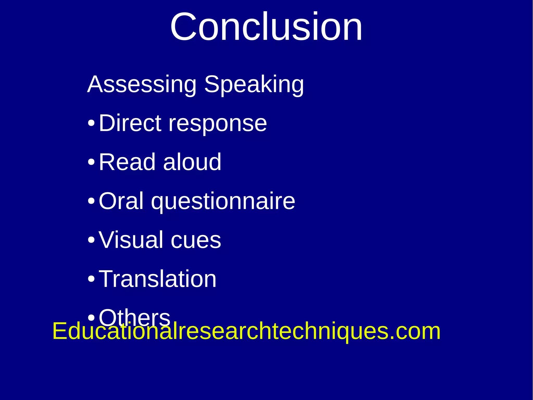 Assessing Speaking in ESL | ODP