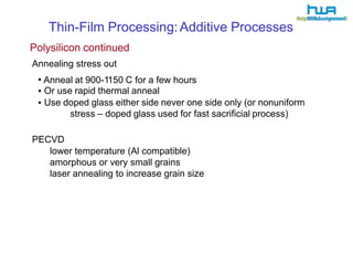 Microsystems Technologies- Thin-Film Processing | PPTX